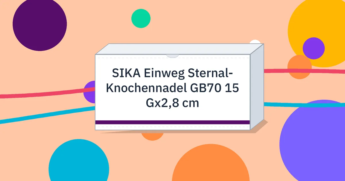 Symbolbild: Packung mit der Aufschrift SIKA Einweg Sternal-Knochennadel GB70 15 Gx2,8 cm (PZN 20595254) – Verfügbarkeit und Bezug in Apotheken in Frankfurt am Main