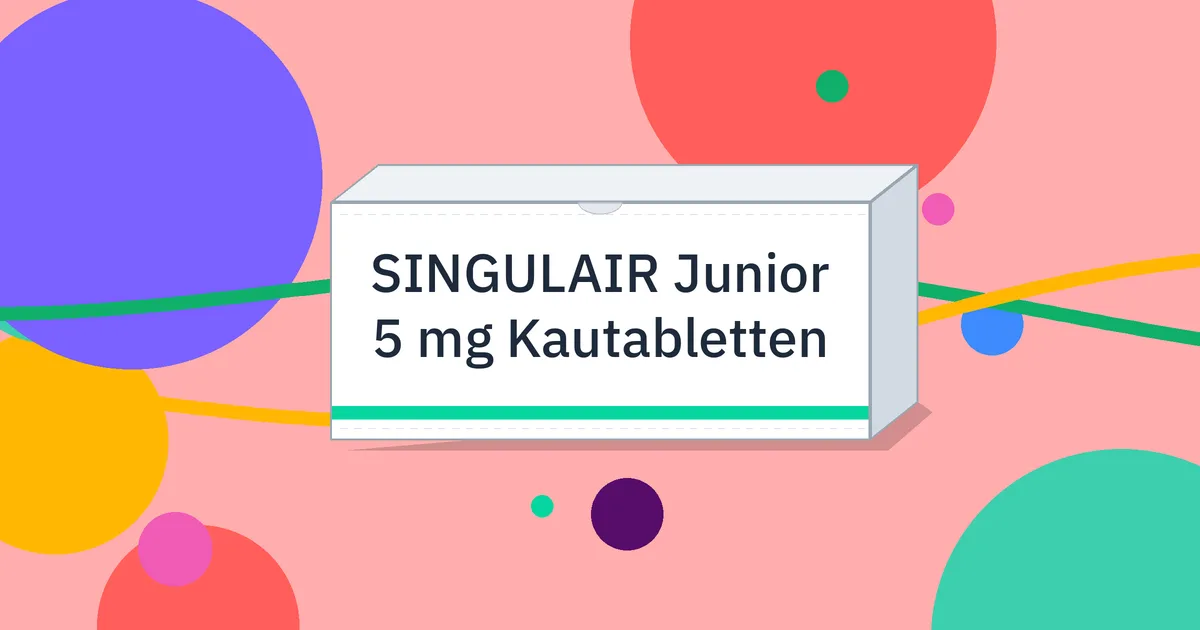 Symbolbild: Packung mit der Aufschrift SINGULAIR Junior 5 mg Kautabletten (PZN 04073881) – Verfügbarkeit und Bezug in Apotheken in Frankfurt am Main