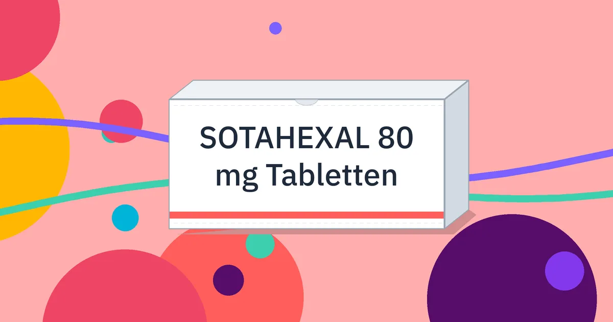 Symbolbild: Packung mit der Aufschrift SOTAHEXAL 80 mg Tabletten (PZN 07704980) – Verfügbarkeit und Bezug in Apotheken in Frankfurt am Main