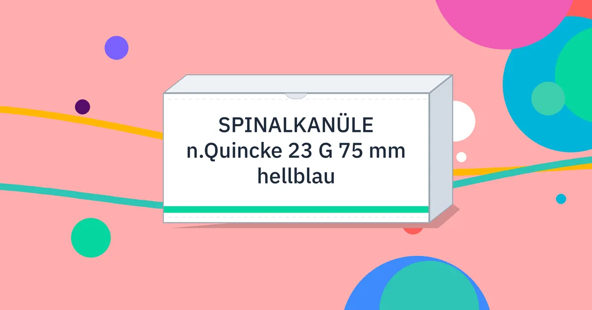 Symbolbild: Packung mit der Aufschrift SPINALKANÜLE n.Quincke 23 G 75 mm hellblau (PZN 00989873) – Verfügbarkeit und Bezug in Apotheken in Frankfurt am Main