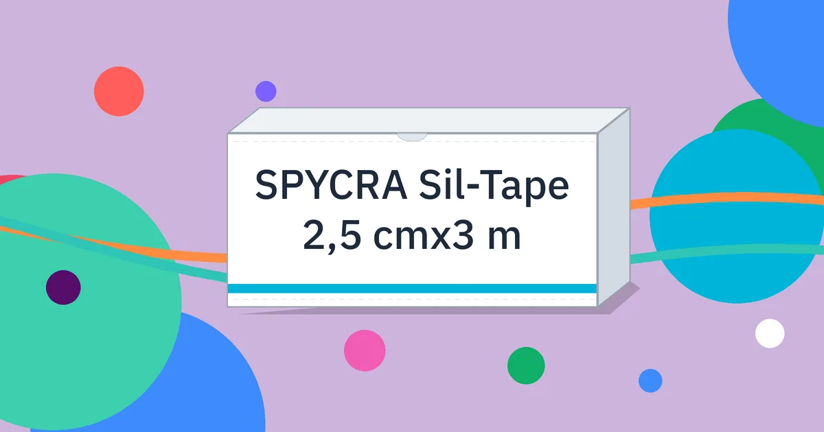 Symbolbild: Packung mit der Aufschrift SPYCRA Sil-Tape 2,5 cmx3 m (PZN 18740341) – Verfügbarkeit und Bezug in Apotheken in Frankfurt am Main