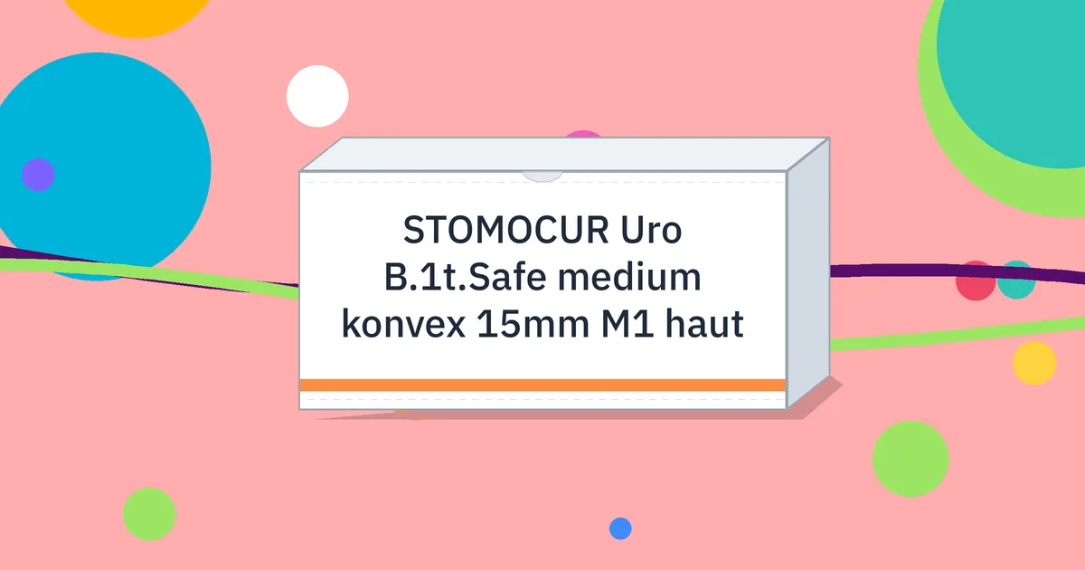 Symbolbild: Packung mit der Aufschrift STOMOCUR Uro B.1t.Safe medium konvex 15mm M1 haut (PZN 18192632) – Verfügbarkeit und Bezug in Apotheken in Frankfurt am Main