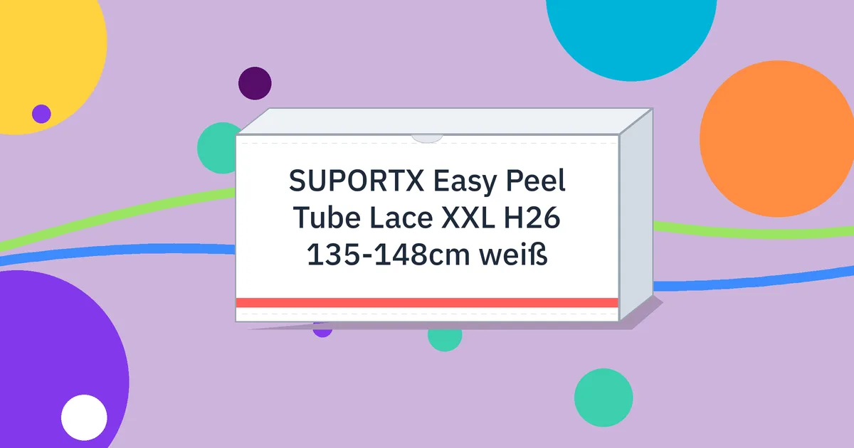 Symbolbild: Packung mit der Aufschrift SUPORTX Easy Peel Tube Lace XXL H26 135-148cm weiß (PZN 10125665) – Verfügbarkeit und Bezug in Apotheken in Frankfurt am Main
