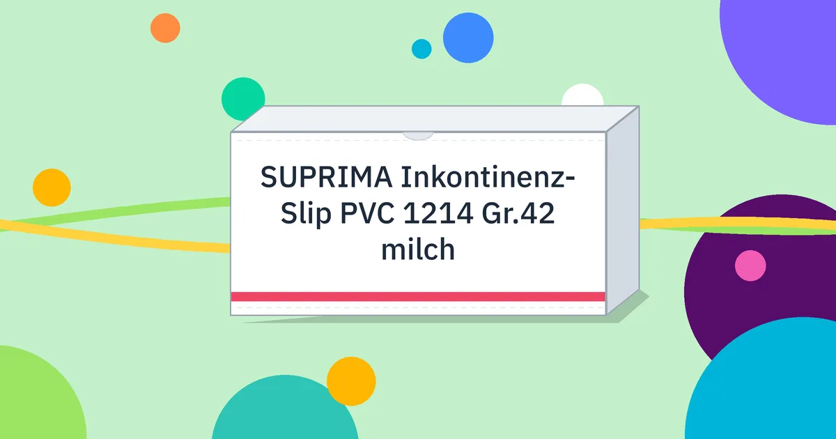 Symbolbild: Packung mit der Aufschrift SUPRIMA Inkontinenz-Slip PVC 1214 Gr.42 milch (PZN 03922881) – Verfügbarkeit und Bezug in Apotheken in Frankfurt am Main