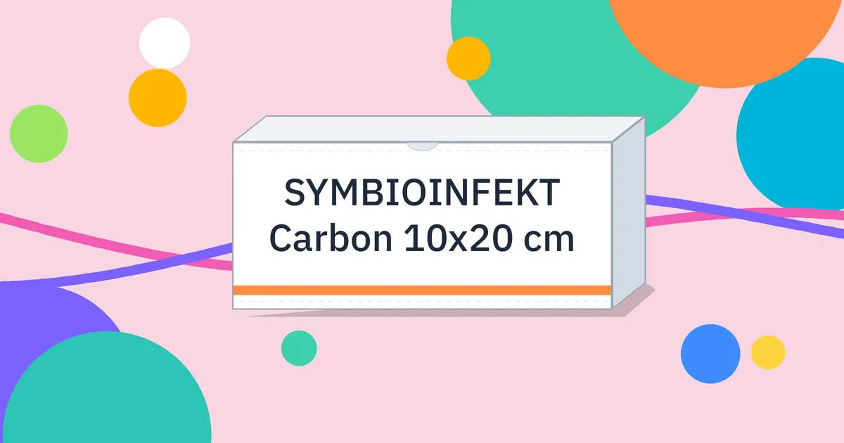 Symbolbild: Packung mit der Aufschrift SYMBIOINFEKT Carbon 10x20 cm (PZN 11850121) – Verfügbarkeit und Bezug in Apotheken in Frankfurt am Main