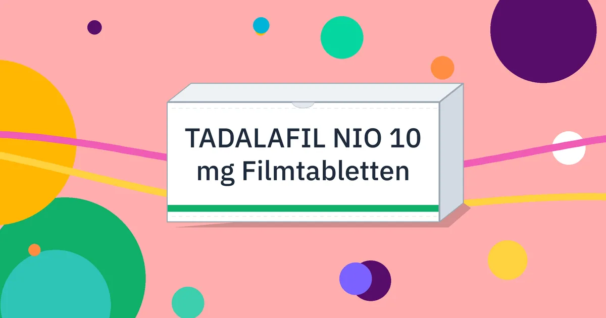 Symbolbild: Packung mit der Aufschrift TADALAFIL NIO 10 mg Filmtabletten (PZN 15638932) – Verfügbarkeit und Bezug in Apotheken in Frankfurt am Main