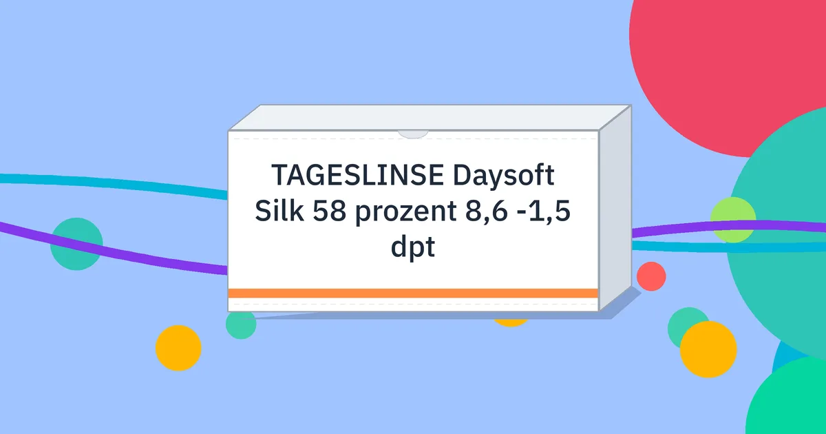 Symbolbild: Packung mit der Aufschrift TAGESLINSE Daysoft Silk 58 prozent 8,6 -1,5 dpt (PZN 00329421) – Verfügbarkeit und Bezug in Apotheken in Frankfurt am Main