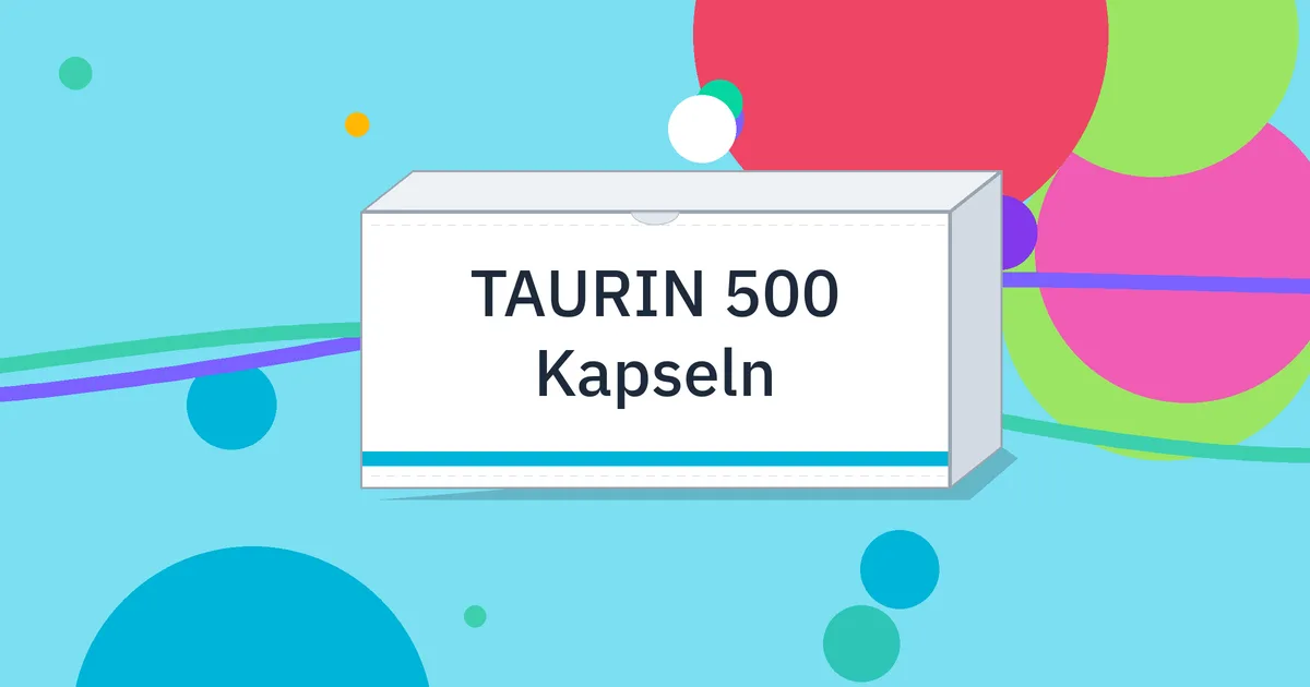 Symbolbild: Packung mit der Aufschrift TAURIN 500 Kapseln (PZN 08917815) – Verfügbarkeit und Bezug in Apotheken in Frankfurt am Main