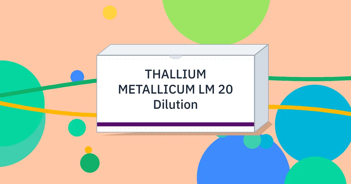 Symbolbild: Packung mit der Aufschrift THALLIUM METALLICUM LM 20 Dilution (PZN 13218516) – Verfügbarkeit und Bezug in Apotheken in Frankfurt am Main