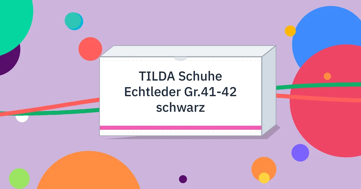 Symbolbild: Packung mit der Aufschrift TILDA Schuhe Echtleder Gr.41-42 schwarz (PZN 20342010) – Verfügbarkeit und Bezug in Apotheken in Frankfurt am Main
