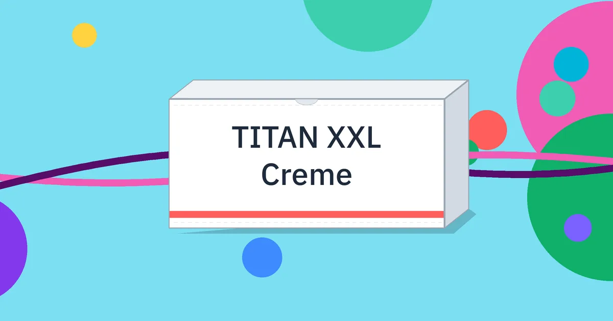 Symbolbild: Packung mit der Aufschrift TITAN XXL Creme (PZN 20512943) – Verfügbarkeit und Bezug in Apotheken in Frankfurt am Main