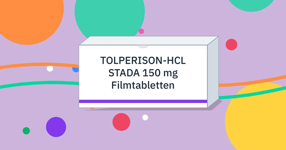 Symbolbild: Packung mit der Aufschrift TOLPERISON-HCL STADA 150 mg Filmtabletten (PZN 00988661) – Verfügbarkeit und Bezug in Apotheken in Frankfurt am Main