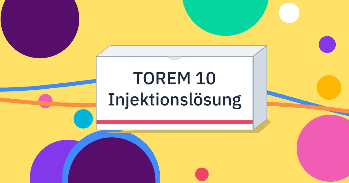 Symbolbild: Packung mit der Aufschrift TOREM 10 Injektionslösung (PZN 06971621) – Verfügbarkeit und Bezug in Apotheken in Frankfurt am Main