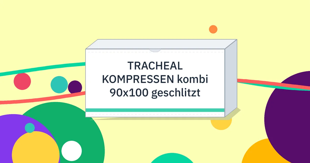 Symbolbild: Packung mit der Aufschrift TRACHEAL KOMPRESSEN kombi 90x100 geschlitzt (PZN 03802823) – Verfügbarkeit und Bezug in Apotheken in Frankfurt am Main