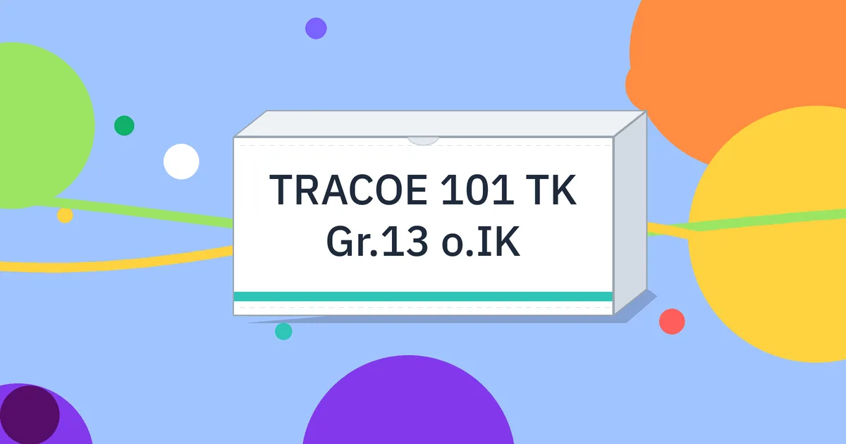 Symbolbild: Packung mit der Aufschrift TRACOE 101 TK Gr.13 o.IK (PZN 00910340) – Verfügbarkeit und Bezug in Apotheken in Frankfurt am Main