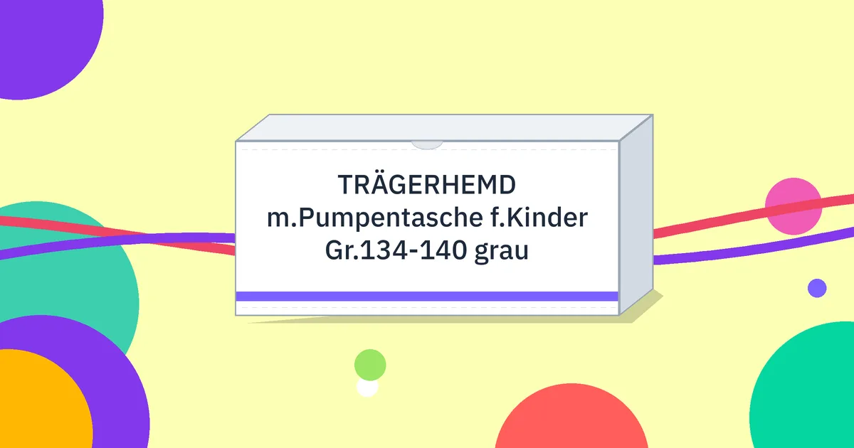 Symbolbild: Packung mit der Aufschrift TRÄGERHEMD m.Pumpentasche f.Kinder Gr.134-140 grau (PZN 11552955) – Verfügbarkeit und Bezug in Apotheken in Frankfurt am Main