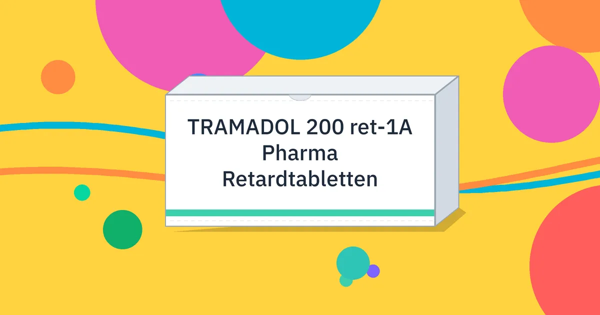 Symbolbild: Packung mit der Aufschrift TRAMADOL 200 ret-1A Pharma Retardtabletten (PZN 03480880) – Verfügbarkeit und Bezug in Apotheken in Frankfurt am Main