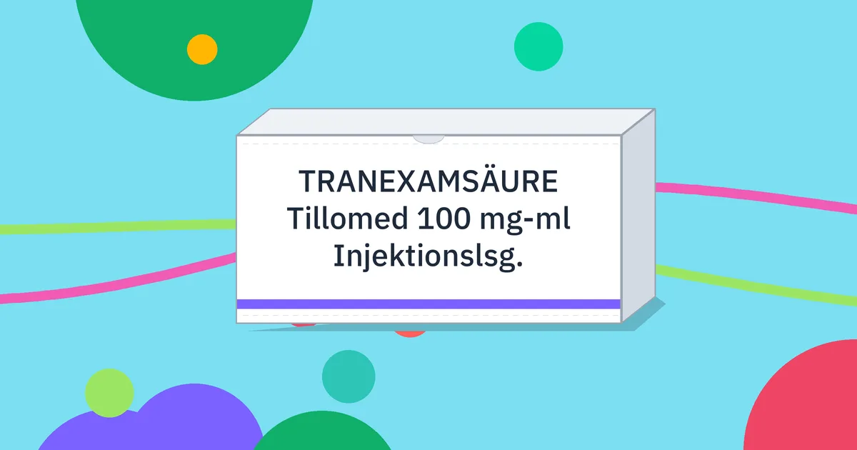 Symbolbild: Packung mit der Aufschrift TRANEXAMSÄURE Tillomed 100 mg-ml Injektionslsg. (PZN 15870356) – Verfügbarkeit und Bezug in Apotheken in Frankfurt am Main
