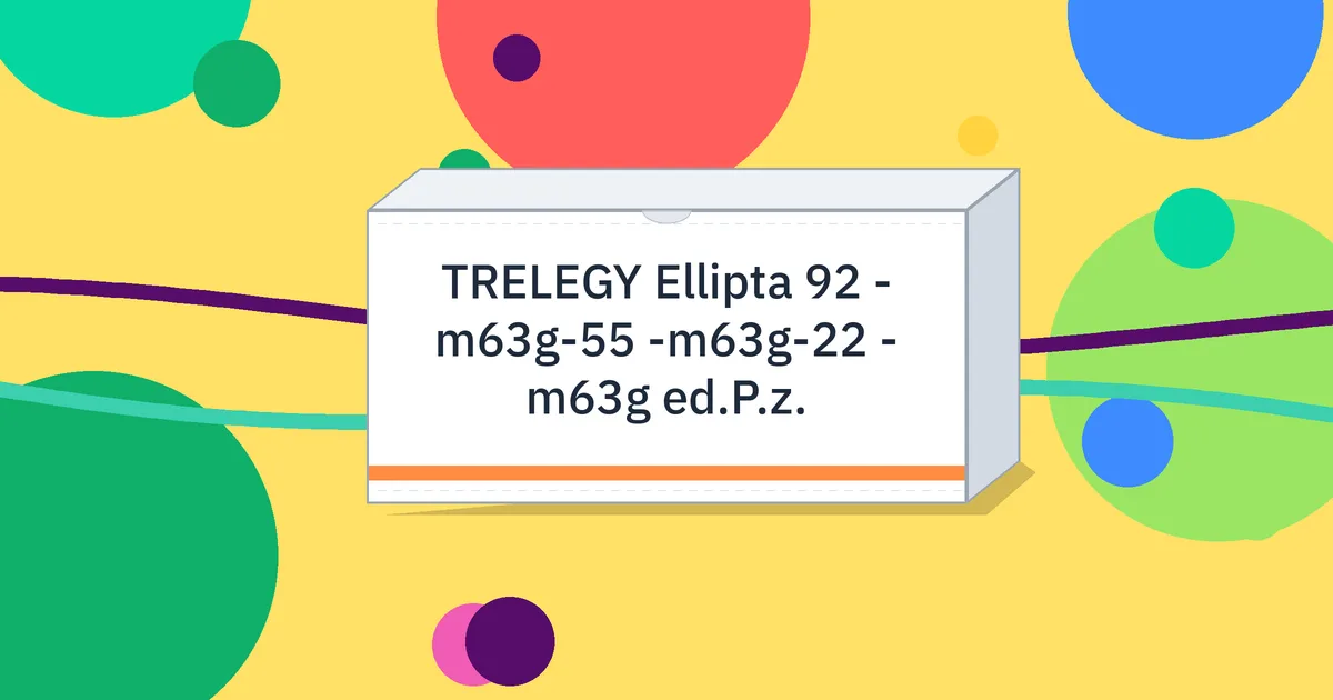 Symbolbild: Packung mit der Aufschrift TRELEGY Ellipta 92 -m63g-55 -m63g-22 -m63g ed.P.z. (PZN 19947015) – Verfügbarkeit und Bezug in Apotheken in Frankfurt am Main