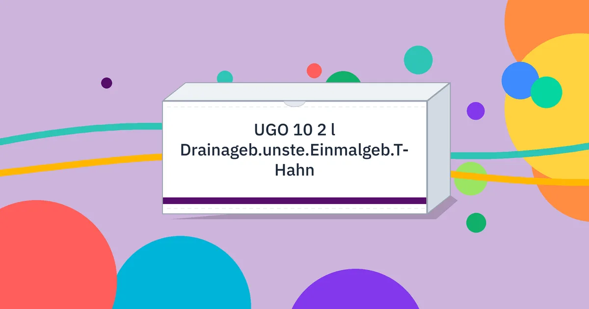 Symbolbild: Packung mit der Aufschrift UGO 10 2 l Drainageb.unste.Einmalgeb.T-Hahn (PZN 13814483) – Verfügbarkeit und Bezug in Apotheken in Frankfurt am Main