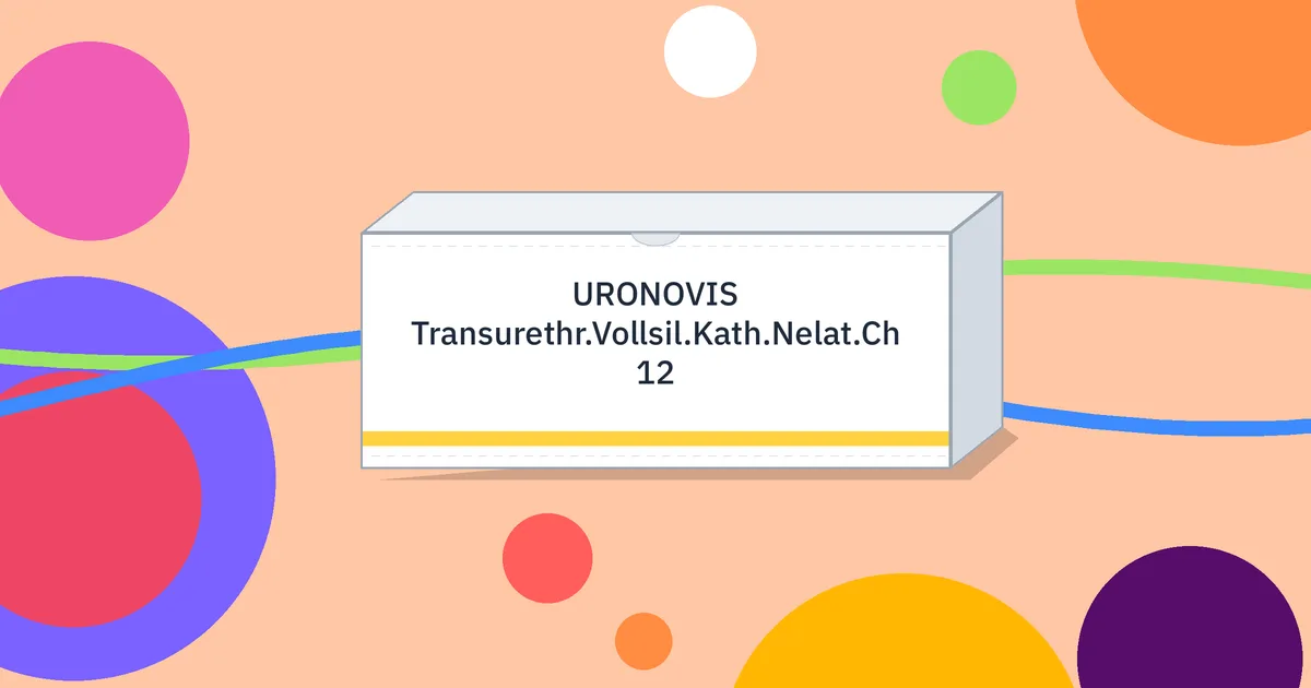 Symbolbild: Packung mit der Aufschrift URONOVIS Transurethr.Vollsil.Kath.Nelat.Ch 12 (PZN 02349646) – Verfügbarkeit und Bezug in Apotheken in Frankfurt am Main