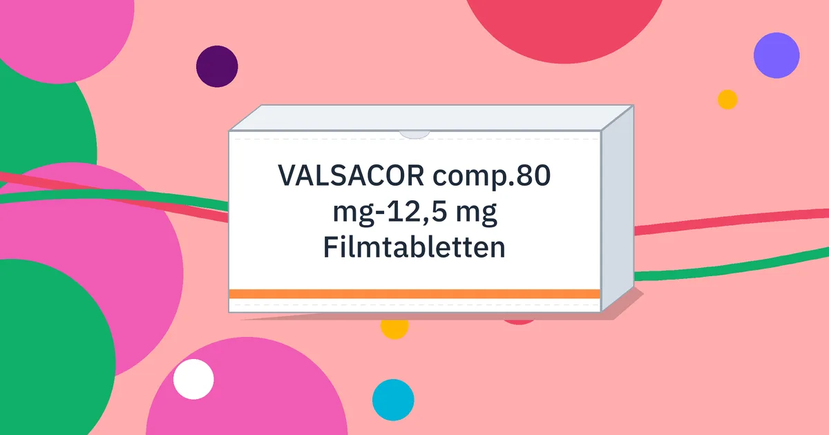 Symbolbild: Packung mit der Aufschrift VALSACOR comp.80 mg-12,5 mg Filmtabletten (PZN 08473287) – Verfügbarkeit und Bezug in Apotheken in Frankfurt am Main
