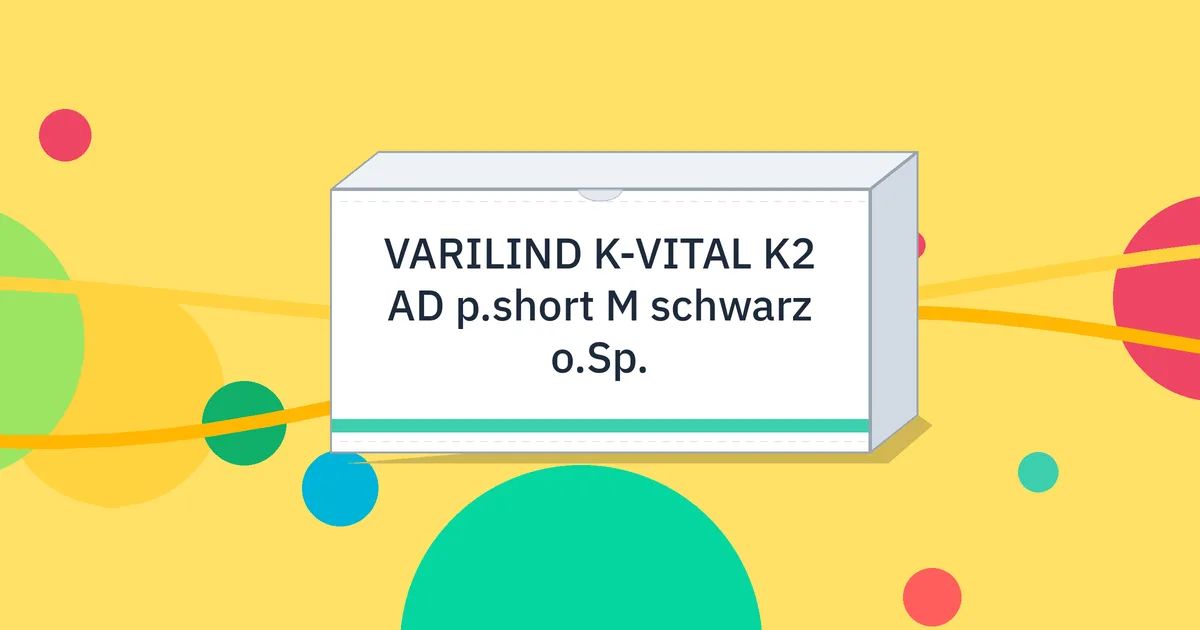 Symbolbild: Packung mit der Aufschrift VARILIND K-VITAL K2 AD p.short M schwarz o.Sp. (PZN 20568441) – Verfügbarkeit und Bezug in Apotheken in Frankfurt am Main