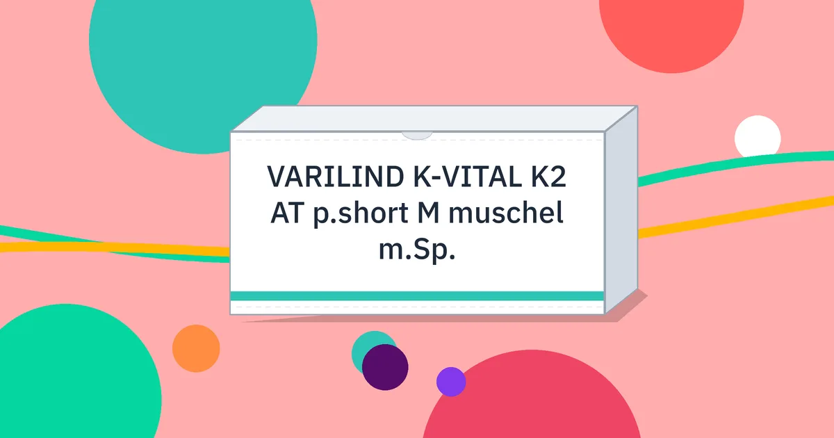 Symbolbild: Packung mit der Aufschrift VARILIND K-VITAL K2 AT p.short M muschel m.Sp. (PZN 20562378) – Verfügbarkeit und Bezug in Apotheken in Frankfurt am Main