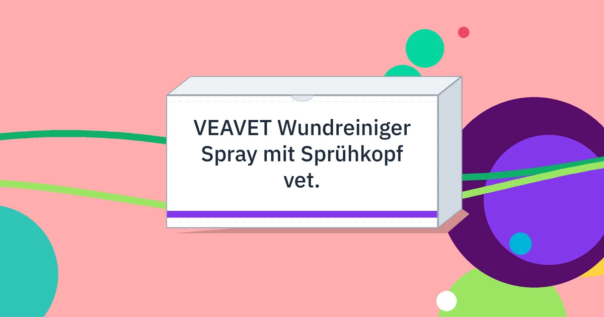 Symbolbild: Packung mit der Aufschrift VEAVET Wundreiniger Spray mit Sprühkopf vet. (PZN 19117839) – Verfügbarkeit und Bezug in Apotheken in Frankfurt am Main