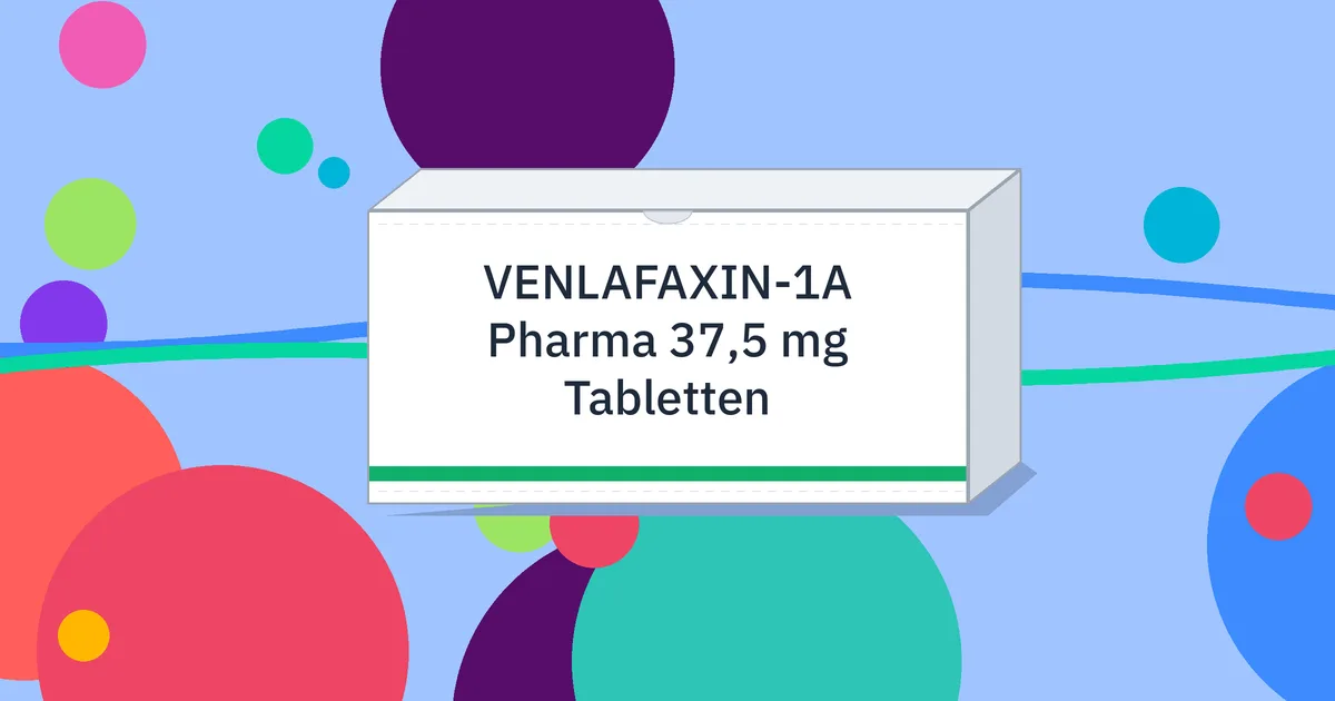 Symbolbild: Packung mit der Aufschrift VENLAFAXIN-1A Pharma 37,5 mg Tabletten (PZN 00852140) – Verfügbarkeit und Bezug in Apotheken in Frankfurt am Main
