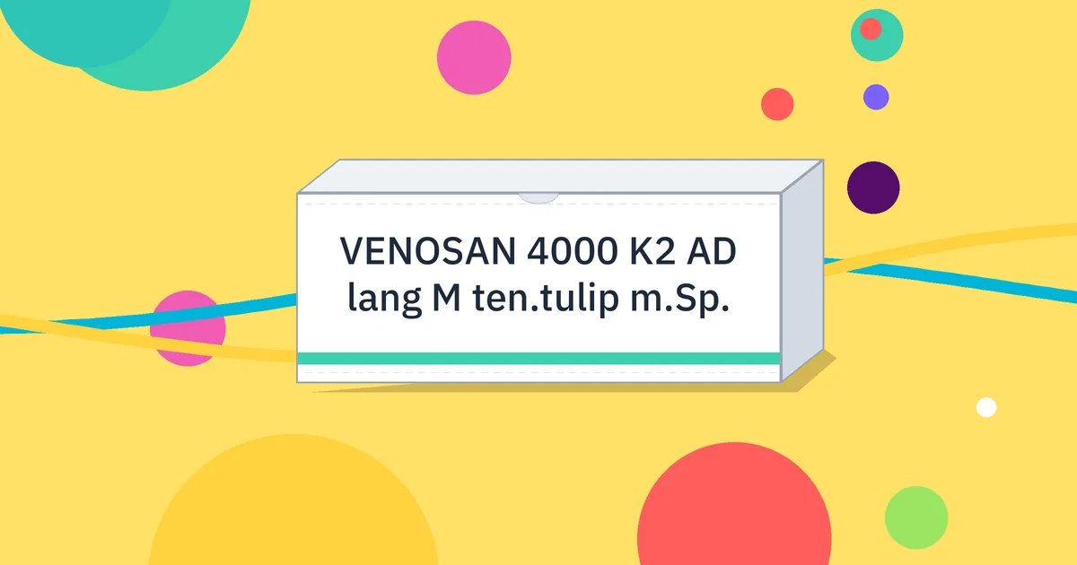 Symbolbild: Packung mit der Aufschrift VENOSAN 4000 K2 AD lang M ten.tulip m.Sp. (PZN 19154071) – Verfügbarkeit und Bezug in Apotheken in Frankfurt am Main