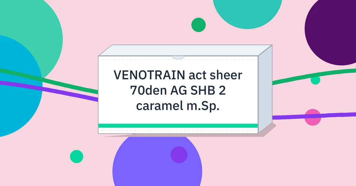 Symbolbild: Packung mit der Aufschrift VENOTRAIN act sheer 70den AG SHB 2 caramel m.Sp. (PZN 16207795) – Verfügbarkeit und Bezug in Apotheken in Frankfurt am Main
