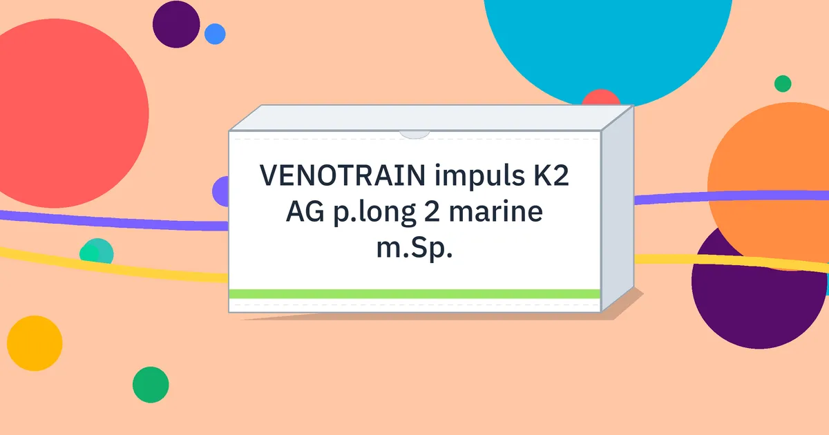 Symbolbild: Packung mit der Aufschrift VENOTRAIN impuls K2 AG p.long 2 marine m.Sp. (PZN 15211889) – Verfügbarkeit und Bezug in Apotheken in Frankfurt am Main