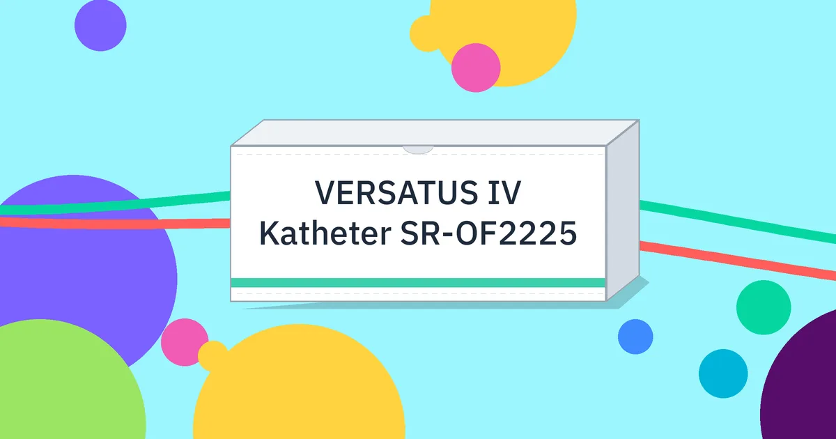 Symbolbild: Packung mit der Aufschrift VERSATUS IV Katheter SR-OF2225 (PZN 01606064) – Verfügbarkeit und Bezug in Apotheken in Frankfurt am Main