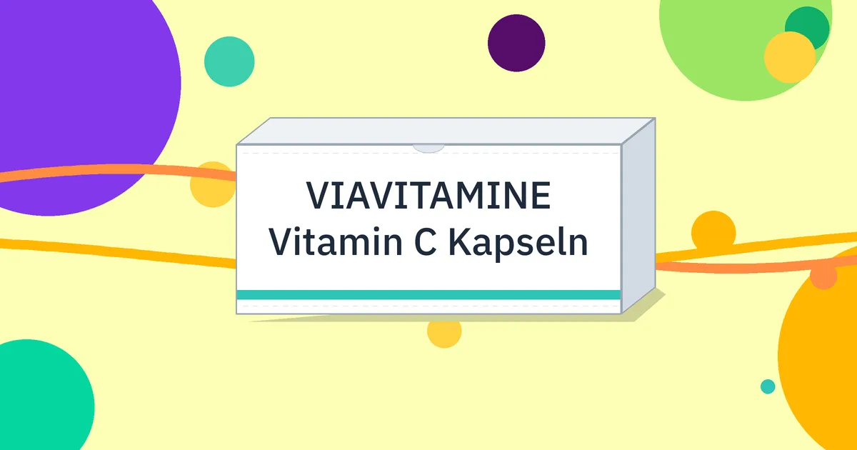 Symbolbild: Packung mit der Aufschrift VIAVITAMINE Vitamin C Kapseln (PZN 09080182) – Verfügbarkeit und Bezug in Apotheken in Frankfurt am Main