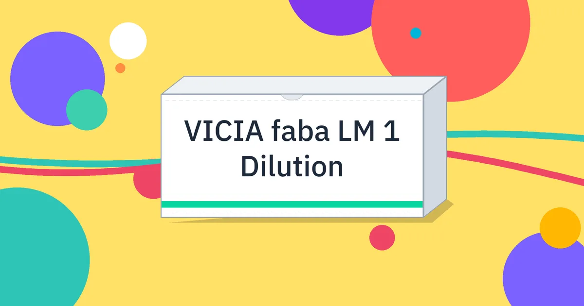 Symbolbild: Packung mit der Aufschrift VICIA faba LM 1 Dilution (PZN 13272438) – Verfügbarkeit und Bezug in Apotheken in Frankfurt am Main