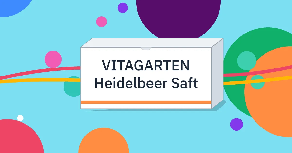 Symbolbild: Packung mit der Aufschrift VITAGARTEN Heidelbeer Saft (PZN 03740418) – Verfügbarkeit und Bezug in Apotheken in Frankfurt am Main