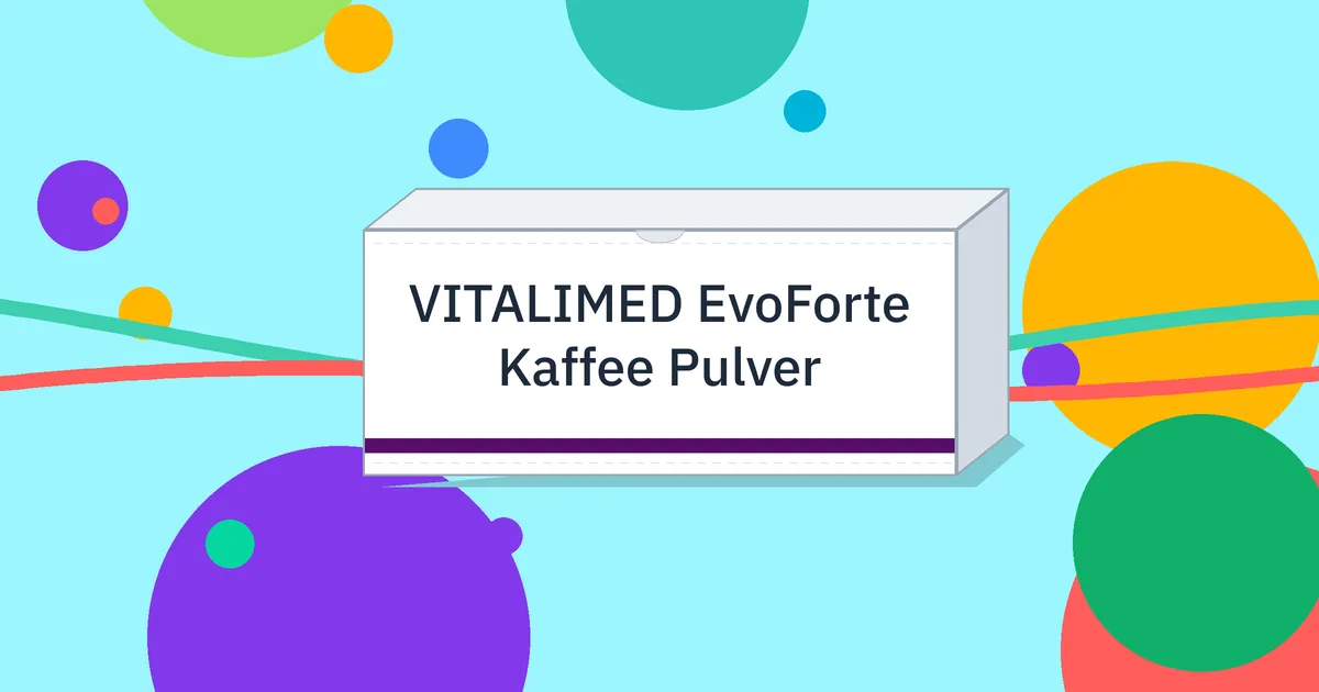 Symbolbild: Packung mit der Aufschrift VITALIMED EvoForte Kaffee Pulver (PZN 18721527) – Verfügbarkeit und Bezug in Apotheken in Frankfurt am Main