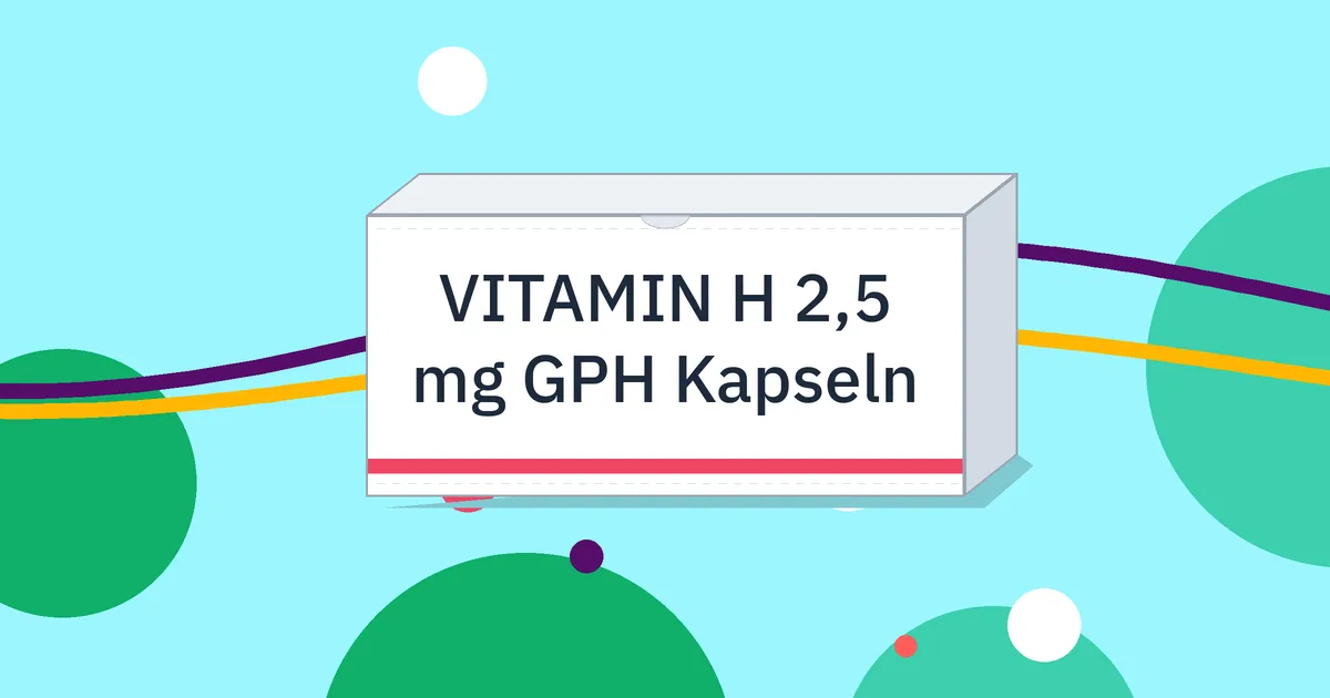 Symbolbild: Packung mit der Aufschrift VITAMIN H 2,5 mg GPH Kapseln (PZN 09786930) – Verfügbarkeit und Bezug in Apotheken in Frankfurt am Main