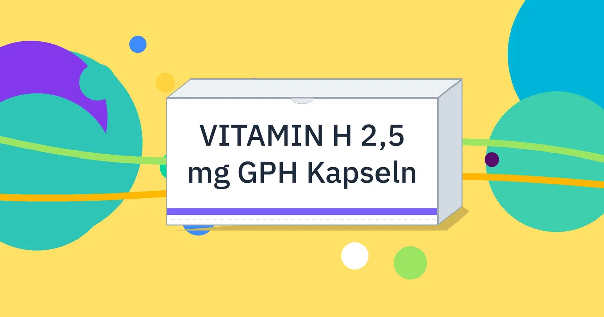 Symbolbild: Packung mit der Aufschrift VITAMIN H 2,5 mg GPH Kapseln (PZN 09786947) – Verfügbarkeit und Bezug in Apotheken in Frankfurt am Main
