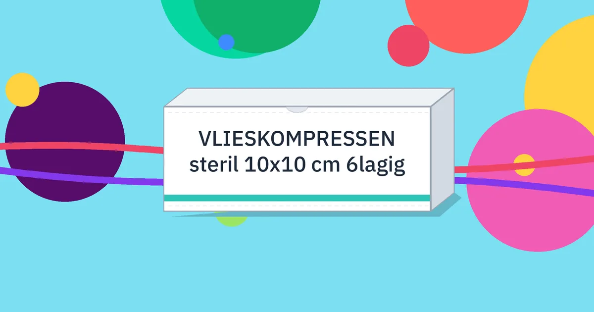 Symbolbild: Packung mit der Aufschrift VLIESKOMPRESSEN steril 10x10 cm 6lagig (PZN 20611585) – Verfügbarkeit und Bezug in Apotheken in Frankfurt am Main
