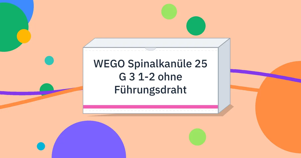 Symbolbild: Packung mit der Aufschrift WEGO Spinalkanüle 25 G 3 1-2 ohne Führungsdraht (PZN 18859993) – Verfügbarkeit und Bezug in Apotheken in Frankfurt am Main