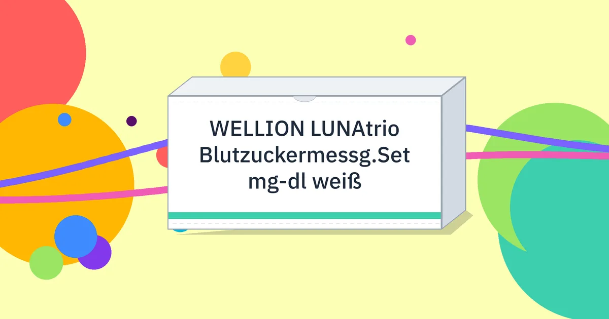 Symbolbild: Packung mit der Aufschrift WELLION LUNAtrio Blutzuckermessg.Set mg-dl weiß (PZN 16151698) – Verfügbarkeit und Bezug in Apotheken in Frankfurt am Main