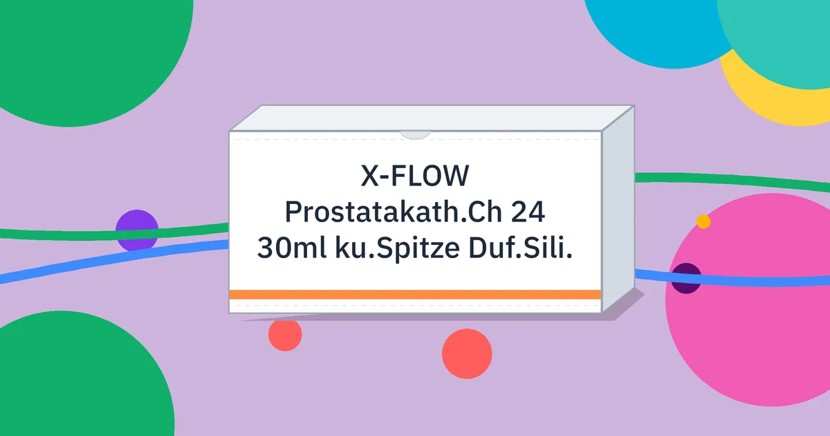 Symbolbild: Packung mit der Aufschrift X-FLOW Prostatakath.Ch 24 30ml ku.Spitze Duf.Sili. (PZN 17508932) – Verfügbarkeit und Bezug in Apotheken in Frankfurt am Main