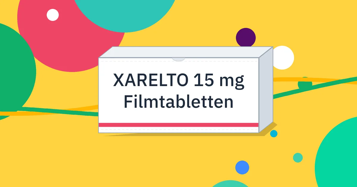 Symbolbild: Packung mit der Aufschrift XARELTO 15 mg Filmtabletten (PZN 11559348) – Verfügbarkeit und Bezug in Apotheken in Frankfurt am Main