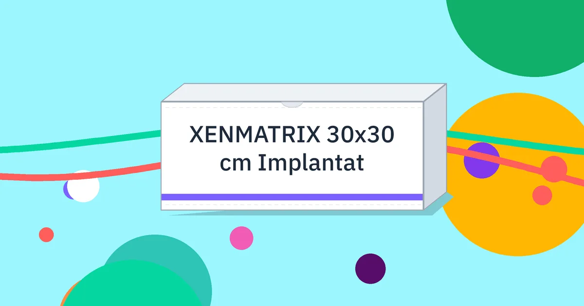 Symbolbild: Packung mit der Aufschrift XENMATRIX 30x30 cm Implantat (PZN 11173821) – Verfügbarkeit und Bezug in Apotheken in Frankfurt am Main