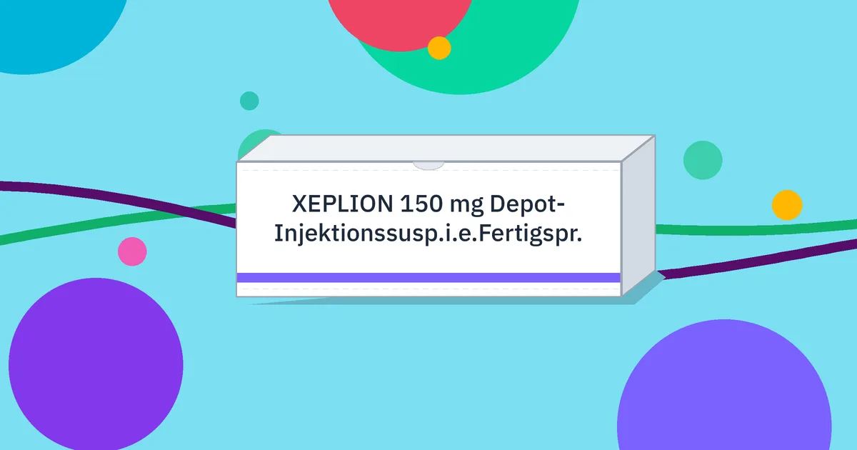 Symbolbild: Packung mit der Aufschrift XEPLION 150 mg Depot-Injektionssusp.i.e.Fertigspr. (PZN 10341883) – Verfügbarkeit und Bezug in Apotheken in Frankfurt am Main