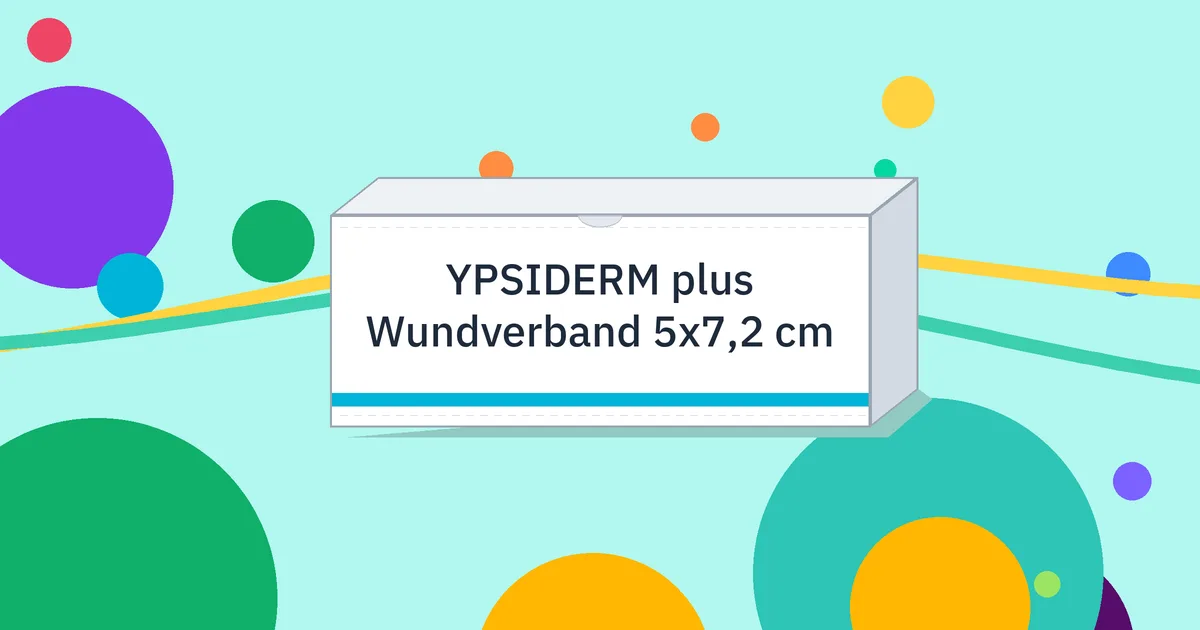 Symbolbild: Packung mit der Aufschrift YPSIDERM plus Wundverband 5x7,2 cm (PZN 06083665) – Verfügbarkeit und Bezug in Apotheken in Frankfurt am Main