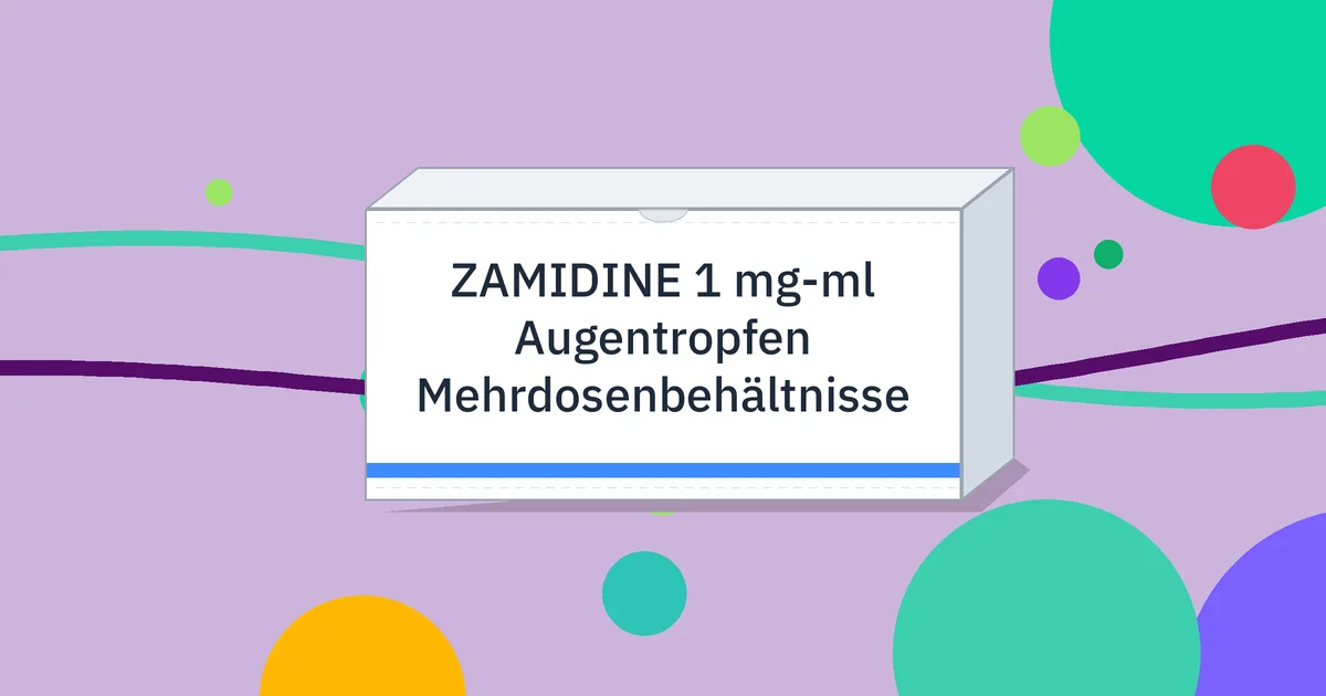 Symbolbild: Packung mit der Aufschrift ZAMIDINE 1 mg-ml Augentropfen Mehrdosenbehältnisse (PZN 18381126) – Verfügbarkeit und Bezug in Apotheken in Frankfurt am Main