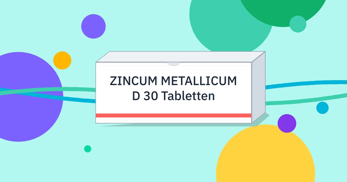 Symbolbild: Packung mit der Aufschrift ZINCUM METALLICUM D 30 Tabletten (PZN 02118220) – Verfügbarkeit und Bezug in Apotheken in Frankfurt am Main